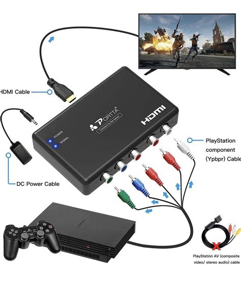Portta Component To Hdmi Converter With Hdmi Cable Rgb To Hdmi Adapter 5 Rca Ypbpr To Hdmi