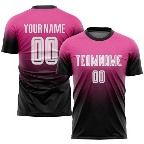 Custom Pink White Black Sublimation Fade Fashion Soccer Uniform Jersey