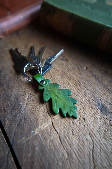 Oak Leaf Leather Keychain Made In Canada Hammerthreads