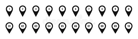 Map Pins With Numbers Vector Illustration Simple Pointers Icons