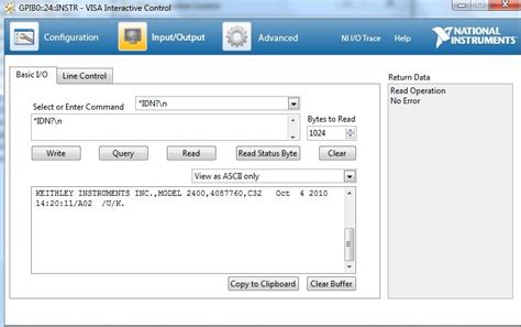 communication between labview and keithley 2400 with kusb 488b under