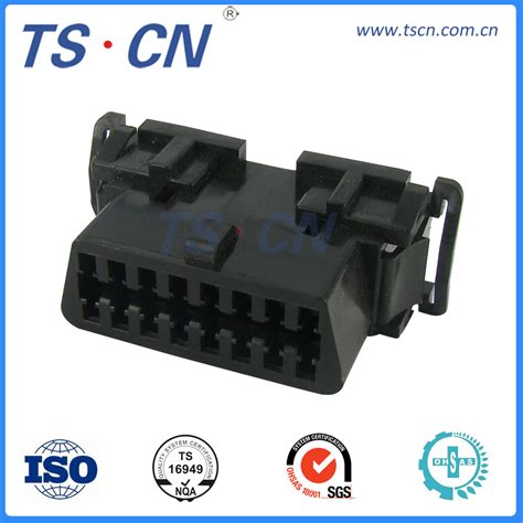 Plastic Obd 16 Pin Wire Harness Automotive Female Terminal Connector