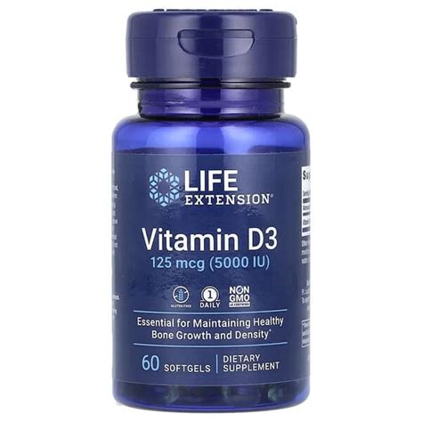 Life Extension Vitamin D3 125 Mcg 5 000 Iu 60 Softgels