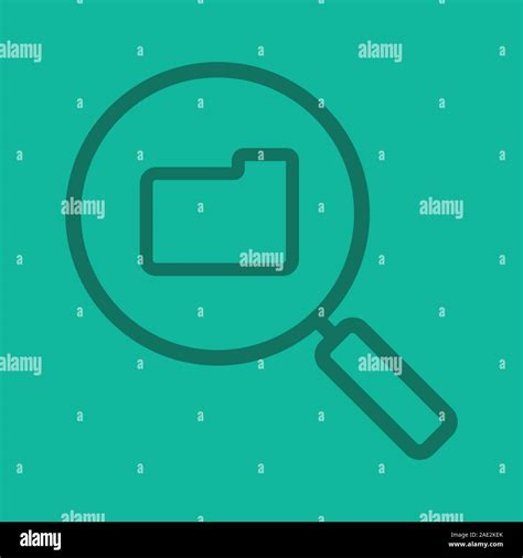 Folder Search Color Linear Icon Magnifying Glass Thin Line Contour Symbols On Color Background