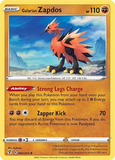 Galarian Zapdos Swsh07 Evolving Skies Pokemon