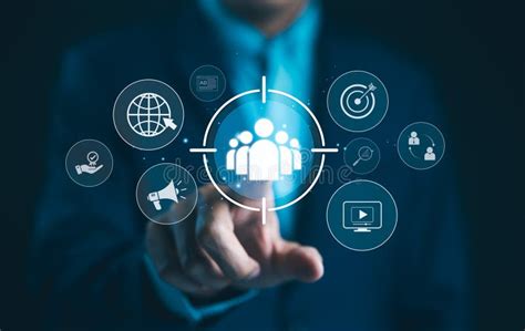 digital marketing targeting concept businessman with marketing icons