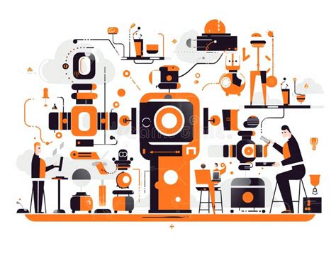 generative ai assembly line with robotic stock illustration