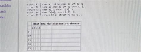 solved for each of the following structure declarations