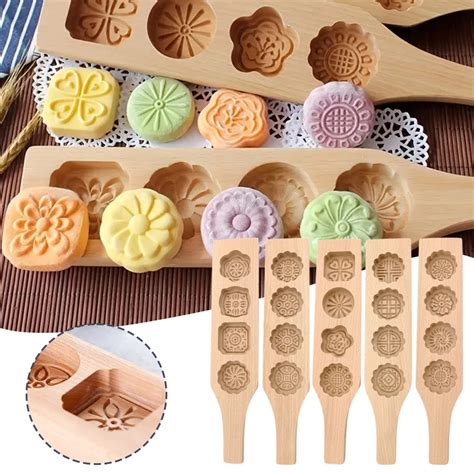Wooden Baking Mold Mung Bean Cake Dessert Model Printing Ice Skin
