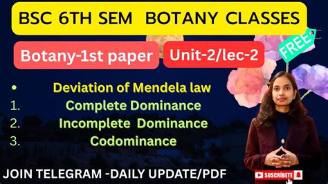 Complete Incomplete Andcodominancelec 2unit 2bsc 6th Sem Botany Paper