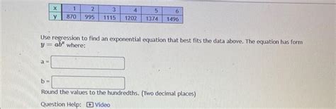 Solved Use Regression To Find An Exponential Equation That Chegg