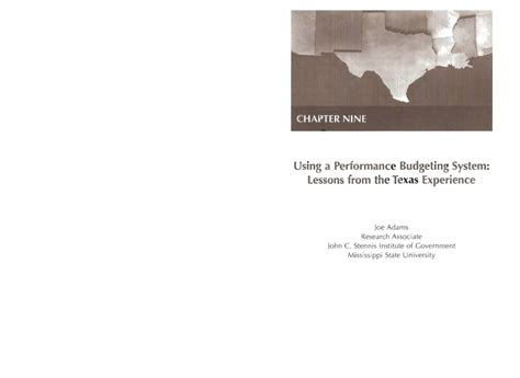 Pdf Using A Performance Budgeting System Lessons From The Texas