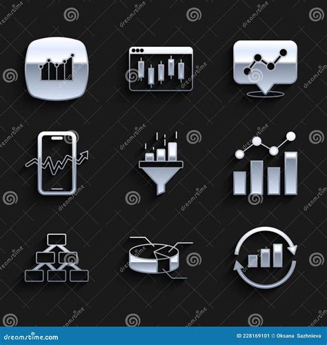 Set Sales Funnel With Chart Pie Infographic Graph Financial Growth Hierarchy Organogram