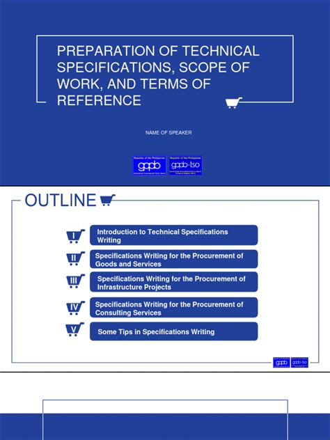 b07 preparation of technical specifications scope of work and terms