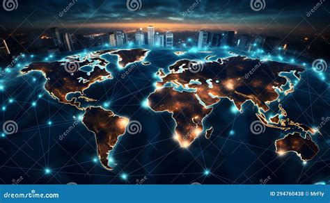 Cloud Computing World Map Network Data Storage Technology Service