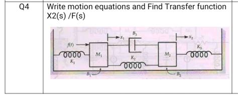 q4write motion equations and find transfer functionx2 s f s f t ks0