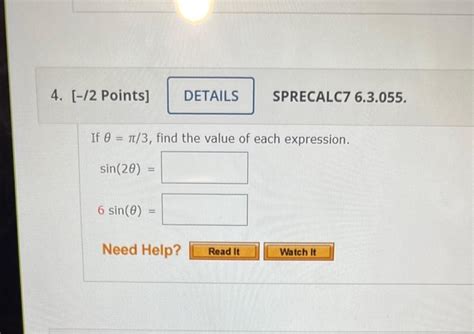 solved if θ π 3 find the value of each expression