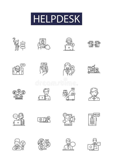 Helpdesk Line Vector Icons And Signs Support Technical Assistance Desk Answer Solution