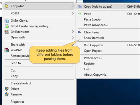 copy files from multiple folders and paste them together in windows