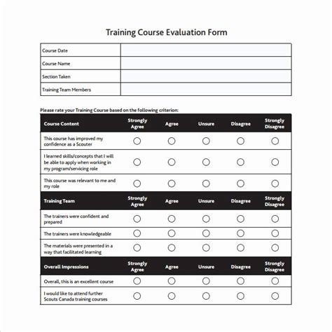 Course Evaluation Template Word Peterainsworth