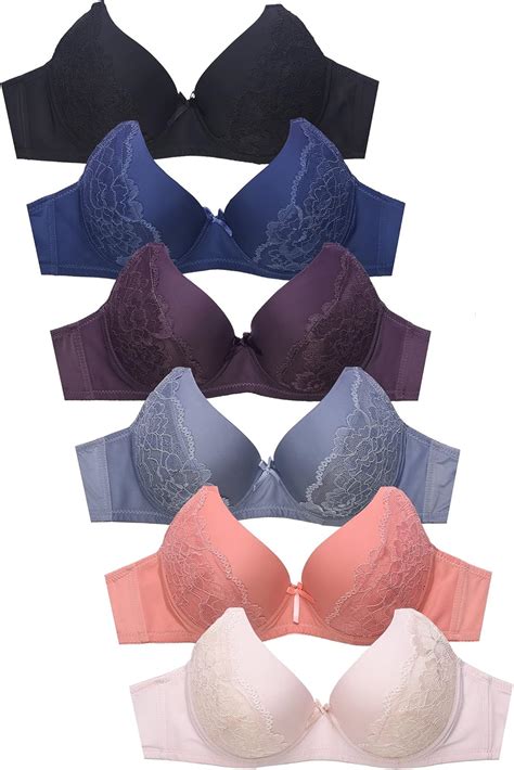 Womens 6 Pack Of Everyday Plain Lace D Dd Ddd Cup Bra Various