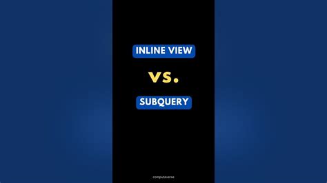 Sql Inline View Vs Subquery ️ Youtube