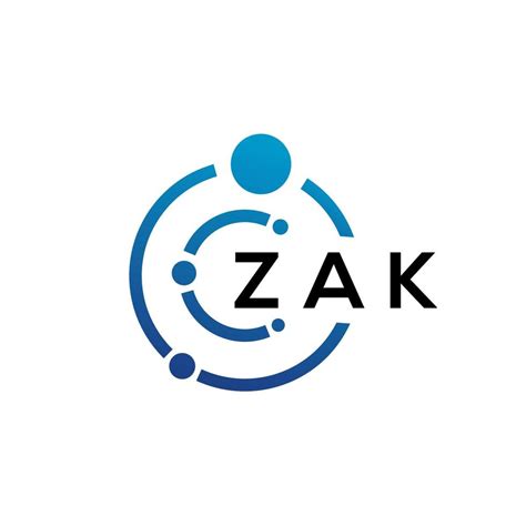 Diseño De Logotipo De Tecnología De Letras Zak Sobre Fondo Blanco Zak