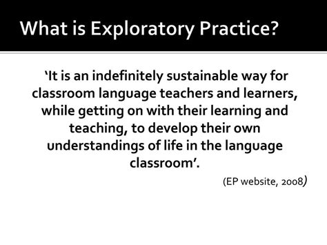 Ppt The Contribution Of Exploratory Practice To Professional Development Research Findings