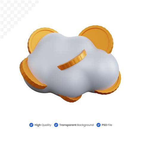 Premium Psd 3d Rendering Cloud With Some Coins Isolated