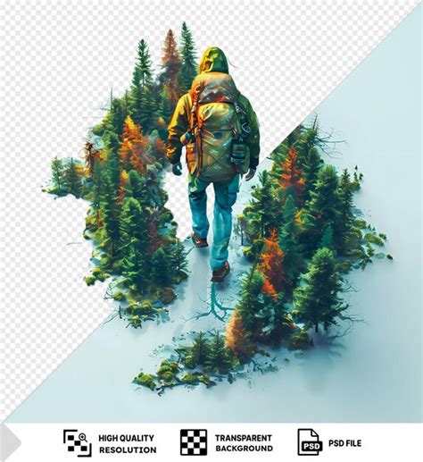 A Man Walks Through A Forest His Footsteps Leaving A Trail Of Snow