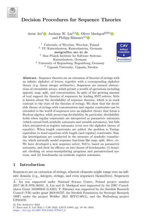 Pdf Decision Procedures For Sequence Theories