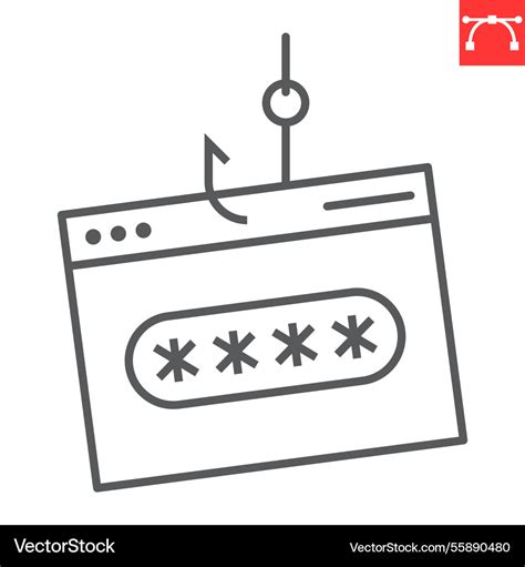 Password Phishing Line Icon Security And Scam Vector Image