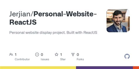 GitHub Jerjian Personal Website ReactJS Personal Website Display Project Built With ReactJS