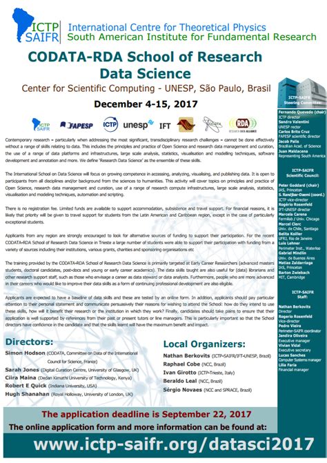 Ictp Saifr Codata Rda School Of Research Data Science