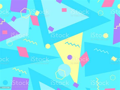 80 년대 기하학적 원활한 패턴 종이 광고 재료 및 직물에 인쇄하기위한 트렌디 한 복고풍 배경 벡터 일러스트레이션 0명에 대한 스톡 벡터 아트 및 기타 이미지 Istock