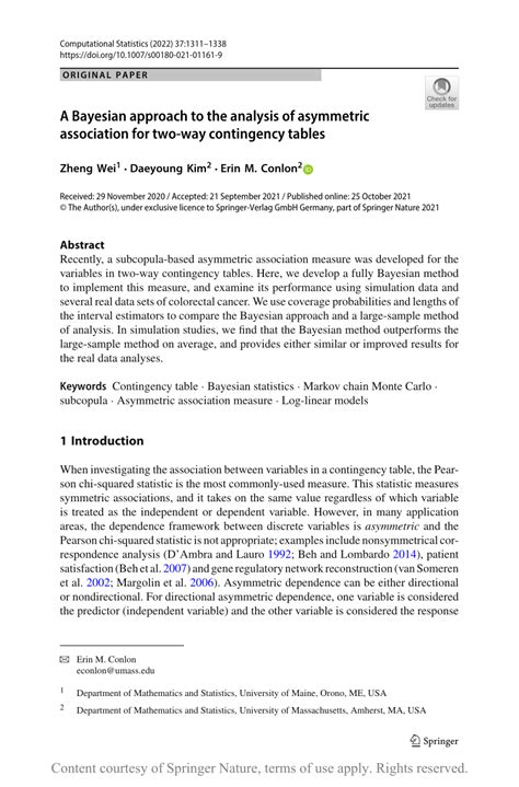 A Bayesian Approach To The Analysis Of Asymmetric Association For Two