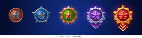 cartoon set game badges different rank stock vector royalty free