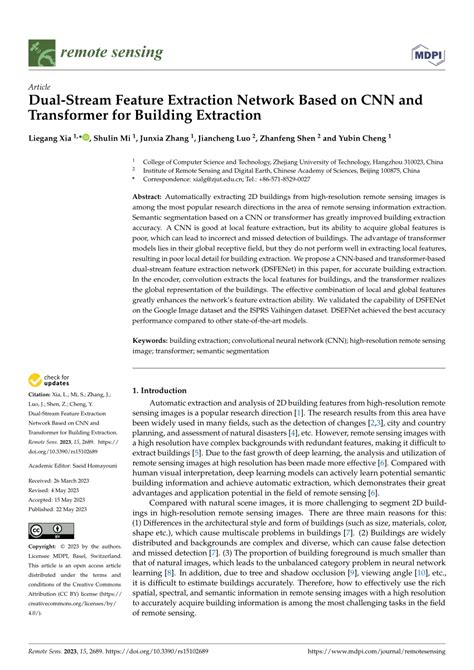 Pdf Dual Stream Feature Extraction Network Based On Cnn And Transformer For Building Extraction