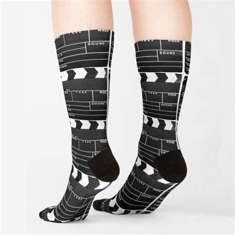 Vintage Clapper Board Time Code Slate Custom Knit Crew Socks Wilcox Sound And Communications
