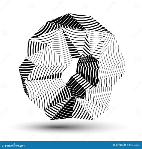 Geometric Abstract 3d Complicated Striped Object Monochrome Asymmetric Stock Vector