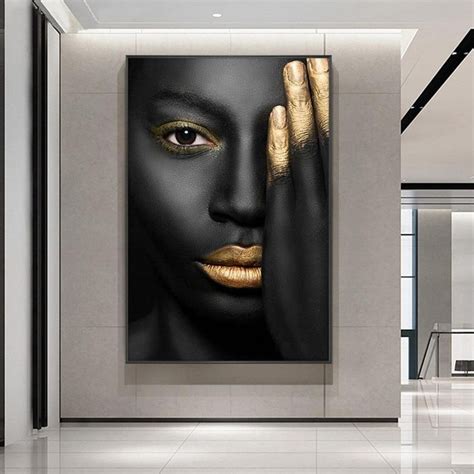 Black Wall Art Black Nude Blindfold Woman On Canvas Black Etsy