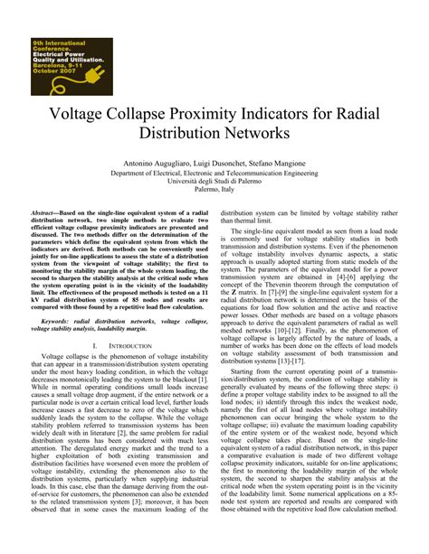 Pdf Voltage Collapse Proximity Indicators For Radial Distribution