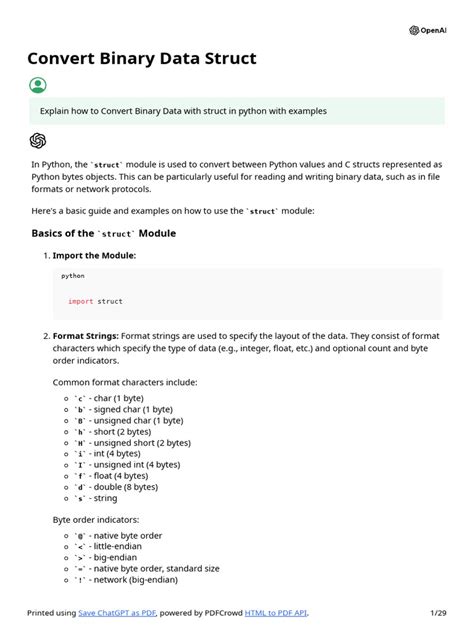 Convert Binary Data Struct Pdf Integer Computer Science