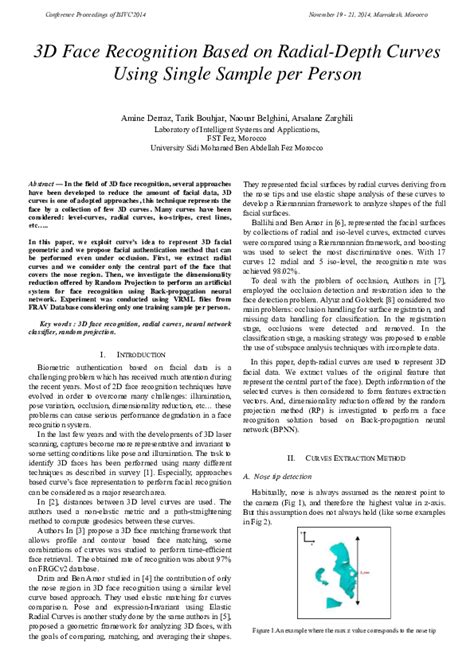 pdf 3d face recognition based on radial depth curves using single
