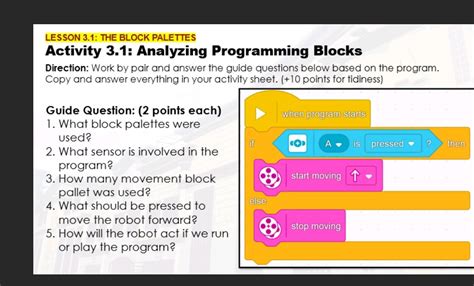 Lesson 31 The Block Palettes Activity 31 Analyzing Programming Blocks