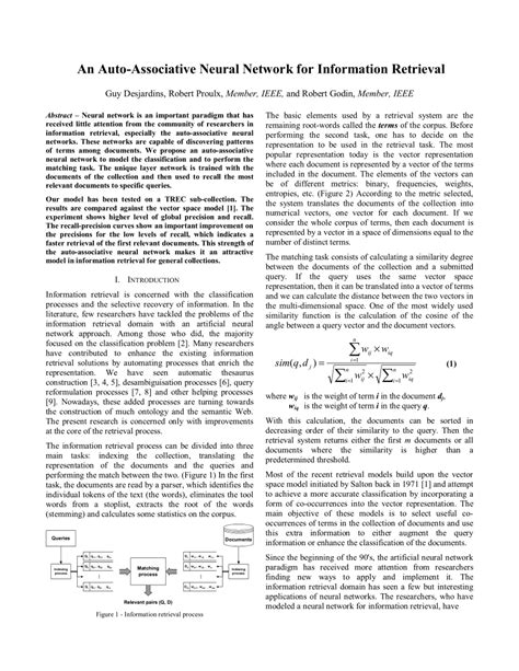 Pdf An Auto Associative Neural Network For Information Retrieval