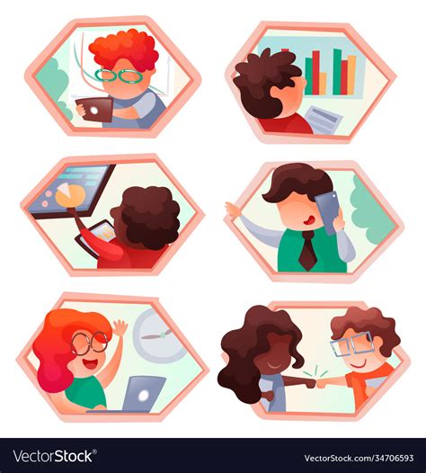 Concepts Data Analysis Teamwork Set Royalty Free Vector