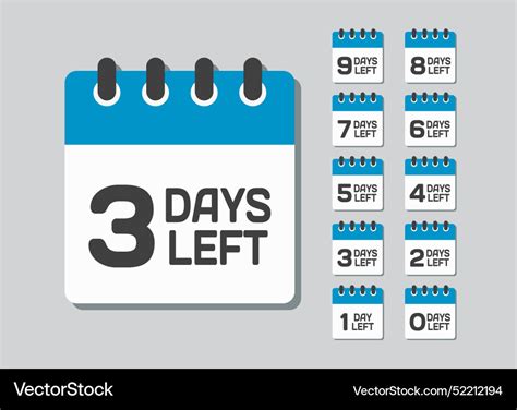 Countdown Daily Page Calendar Icon 3 Days Left Vector Image