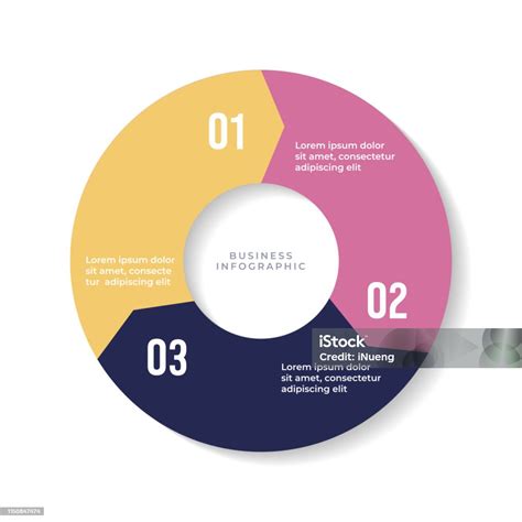 3 단계 원형 차트 원 화살표 인포 그래픽 또는 원형 다이어그램 원형 차트에 대한 스톡 벡터 아트 및 기타 이미지 원형 차트
