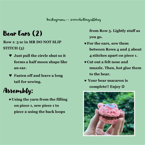 Crochet Bear Macaron Amigurumi Pattern